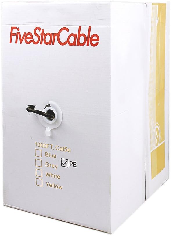 Five Star Cable Cat5e 24AWG 1000 Ft Outdoor UV Rated UTP Ethernet LAN ...