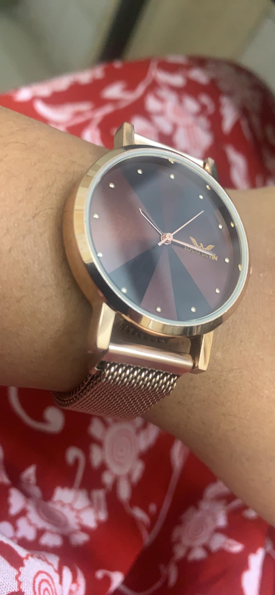 Buy LOUIS DEVIN Rose Gold Plated Mesh Chain Analog Wrist Watch for ...