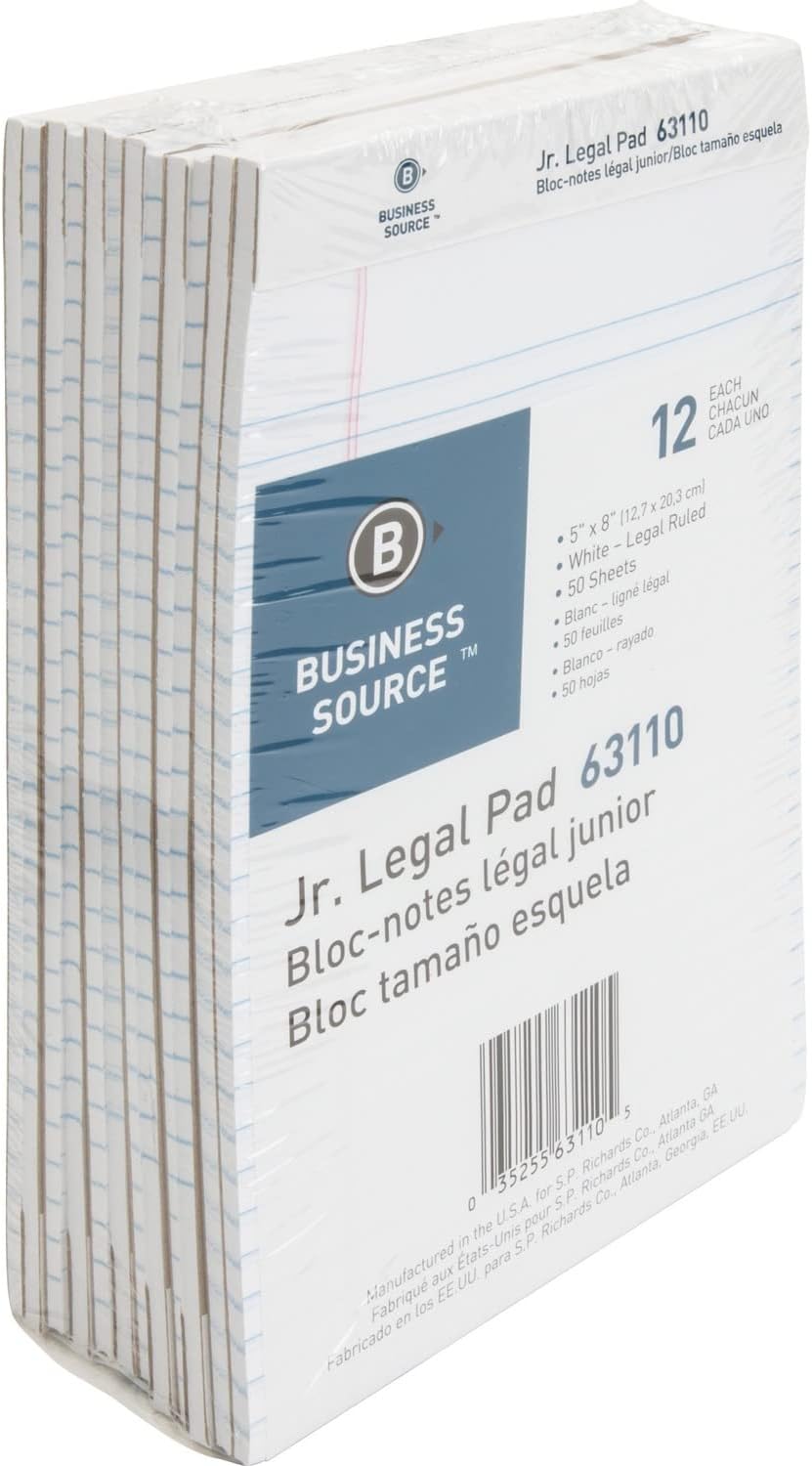 Amazon.com : Business Source 63110 Legal Pads, Jr. Legal Ruled, 50 Sht ...