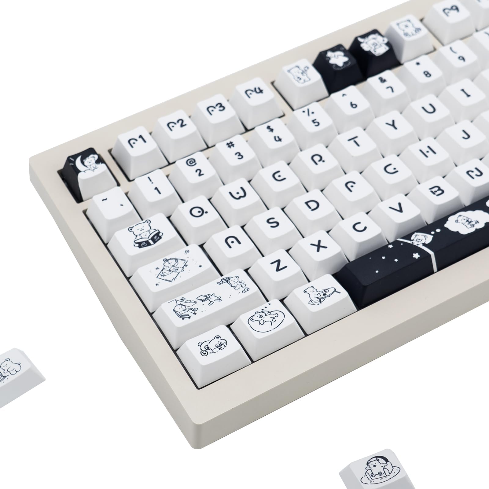 Amazon.com: GEKUCAP Custom PBT Keycaps 151 Keys, Black and White Cherry ...