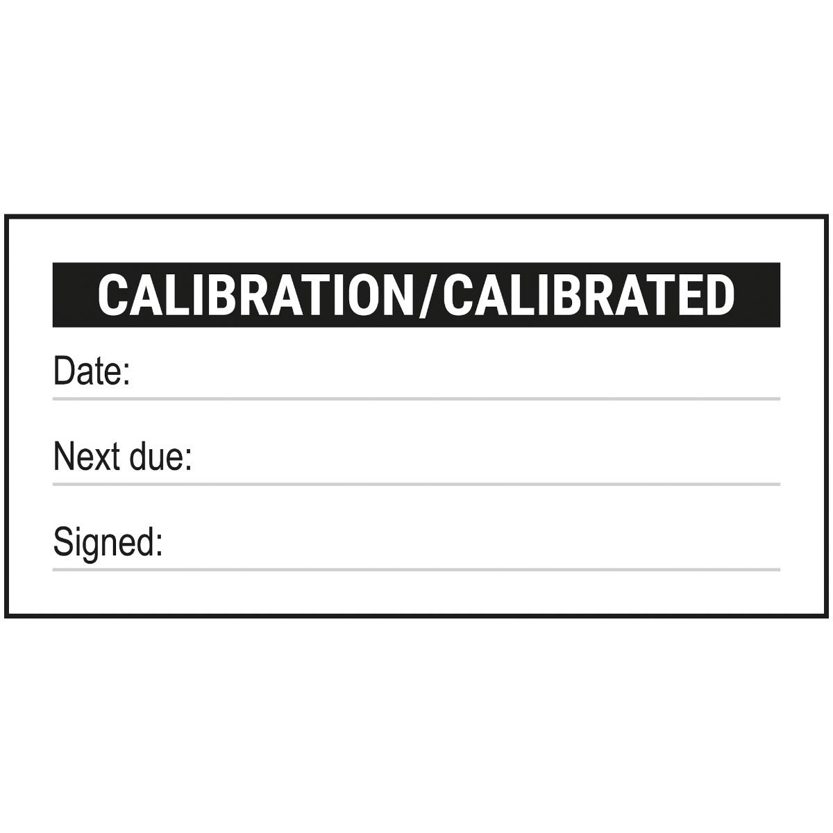V Safety Write - On - Calibration/Calibrated Black Sticker - 51x25mm ...