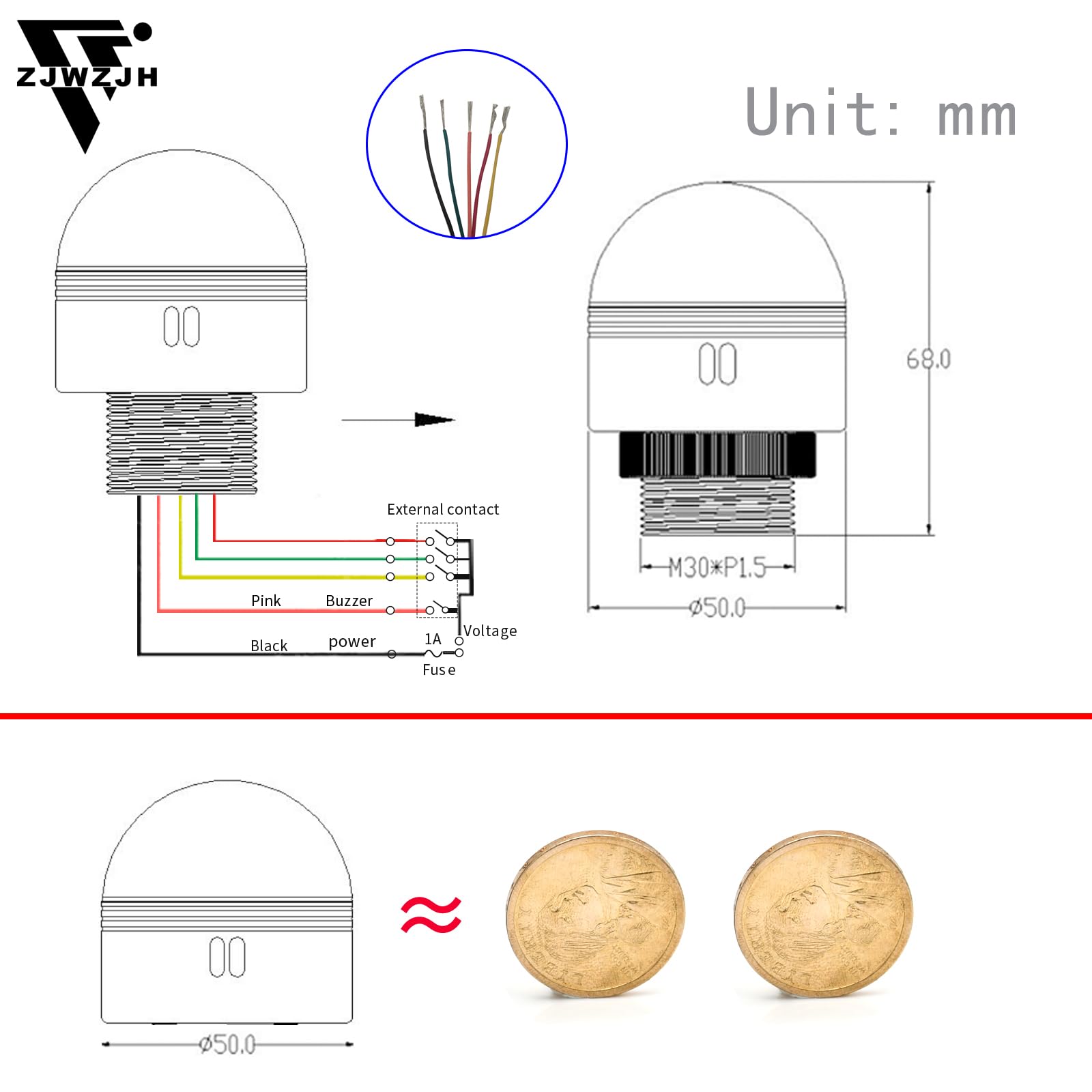 Snapklik.com : 24V LED Industrial Warning Lights, 3 Colors 1 Layer ...