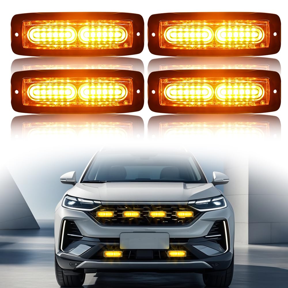 Amazon.com: Nrgedzam 4Pcs 12-LED Amber Strobe Lights, Strobe Lights for ...