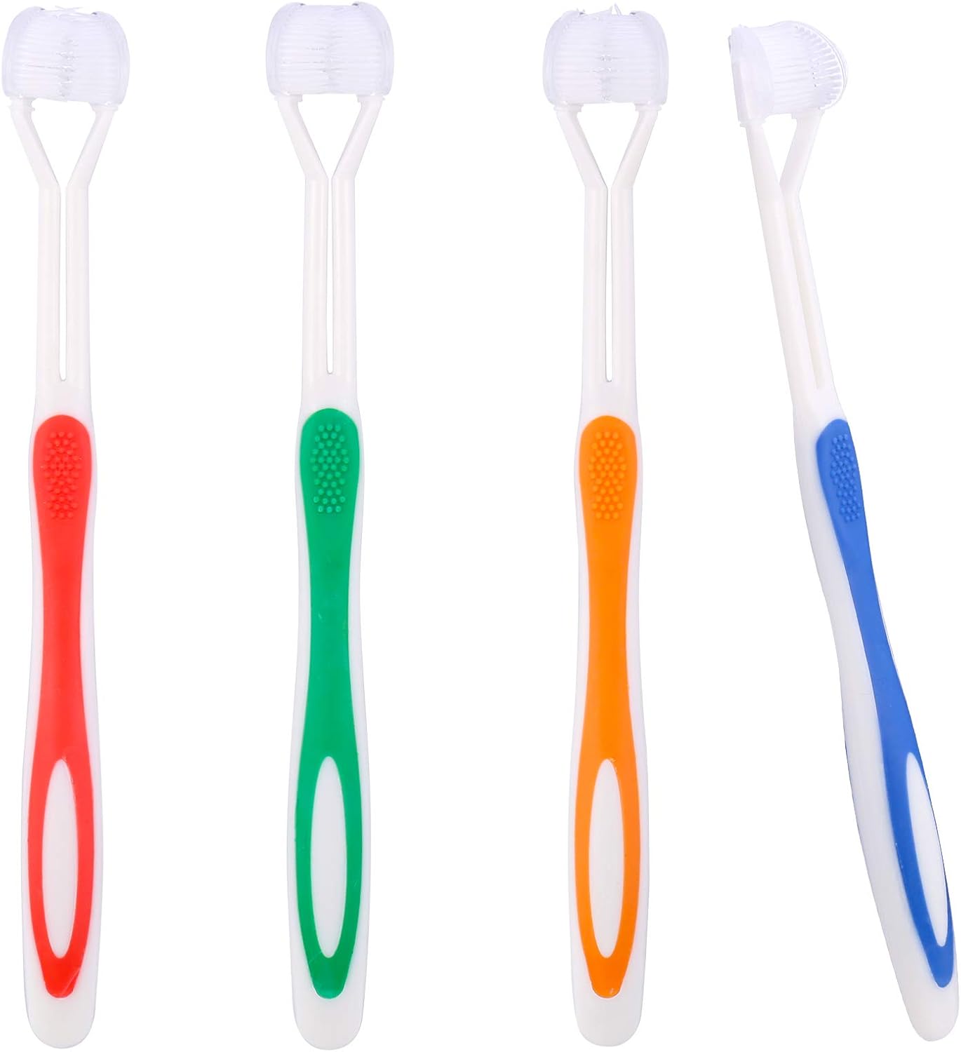 Firtink 4 Pcs 3 Sided Toothbrush Three Bristle Travel Toothbrush for ...