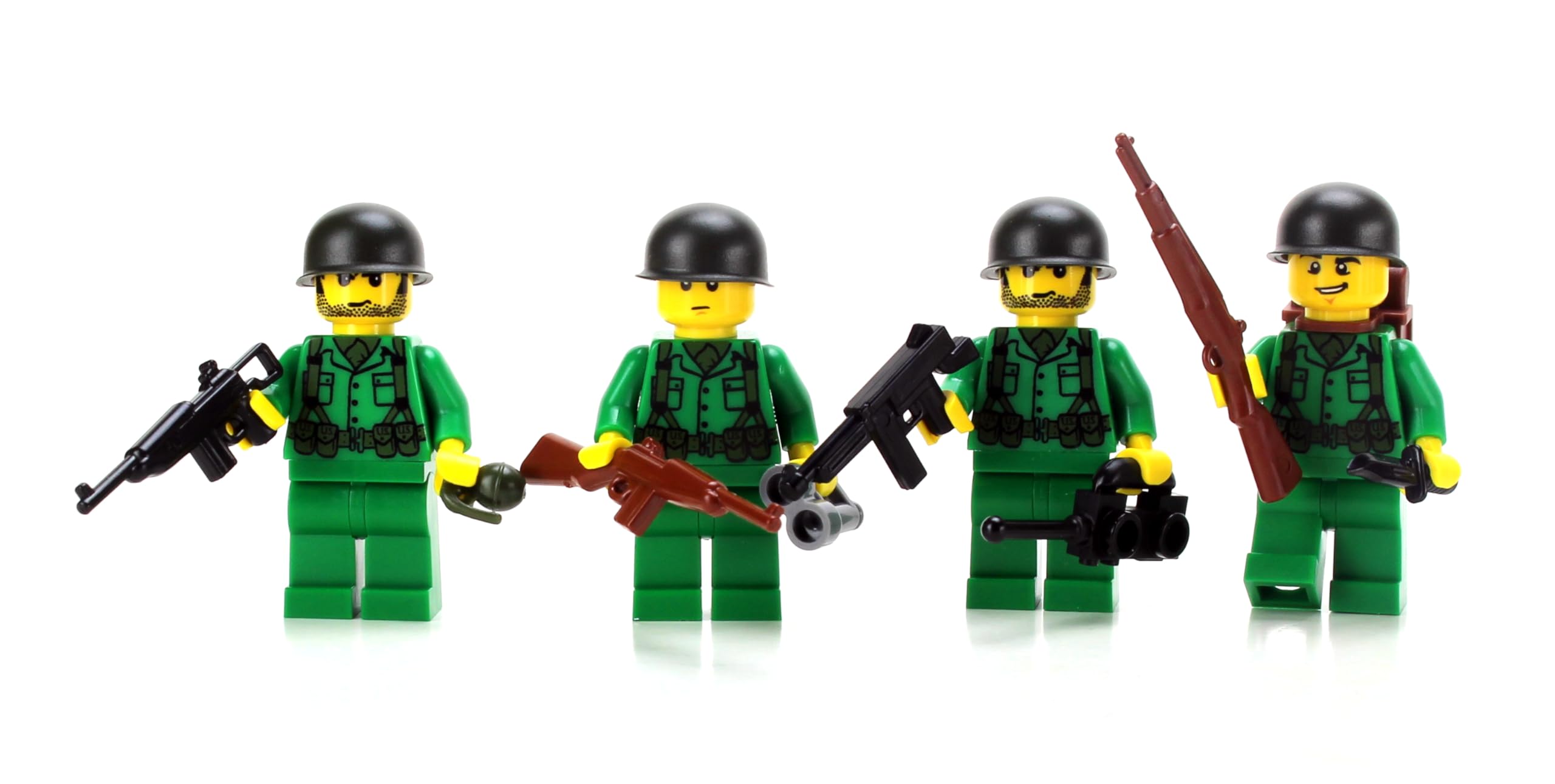 Lego Custom Minifigures Ww2 Battle Brick Green Soldier Rifleman WWII US ...