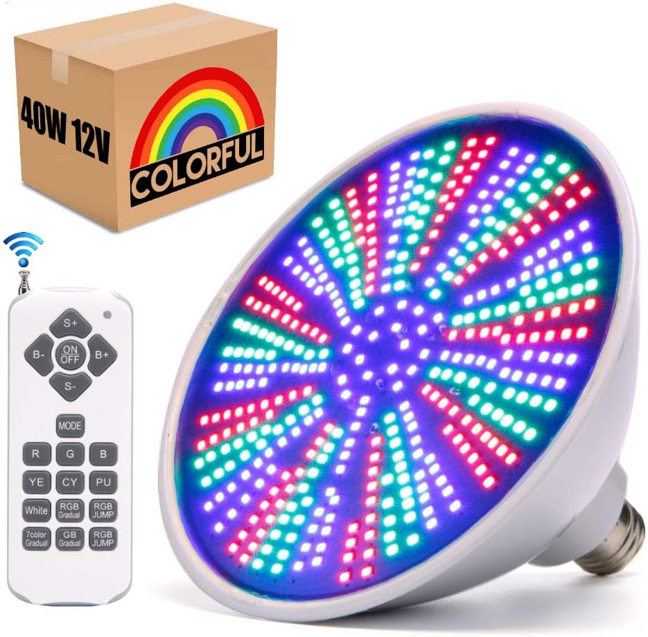 Amazon.com: Pool Lights, 12V 40W RGB Color Changing Underwater LED Pool ...