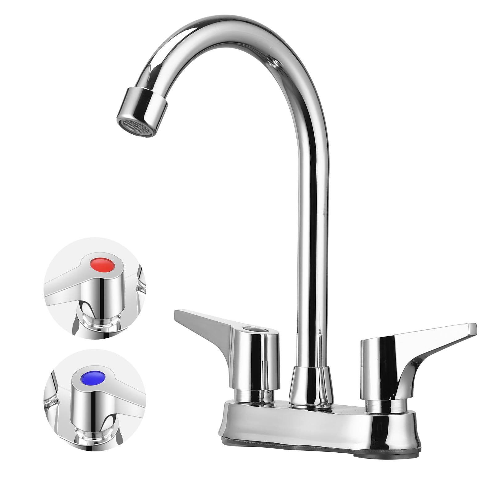 Upgraded Commercial Bar Sink Faucet，4inch 2Hole Deck Mount, Brass ...