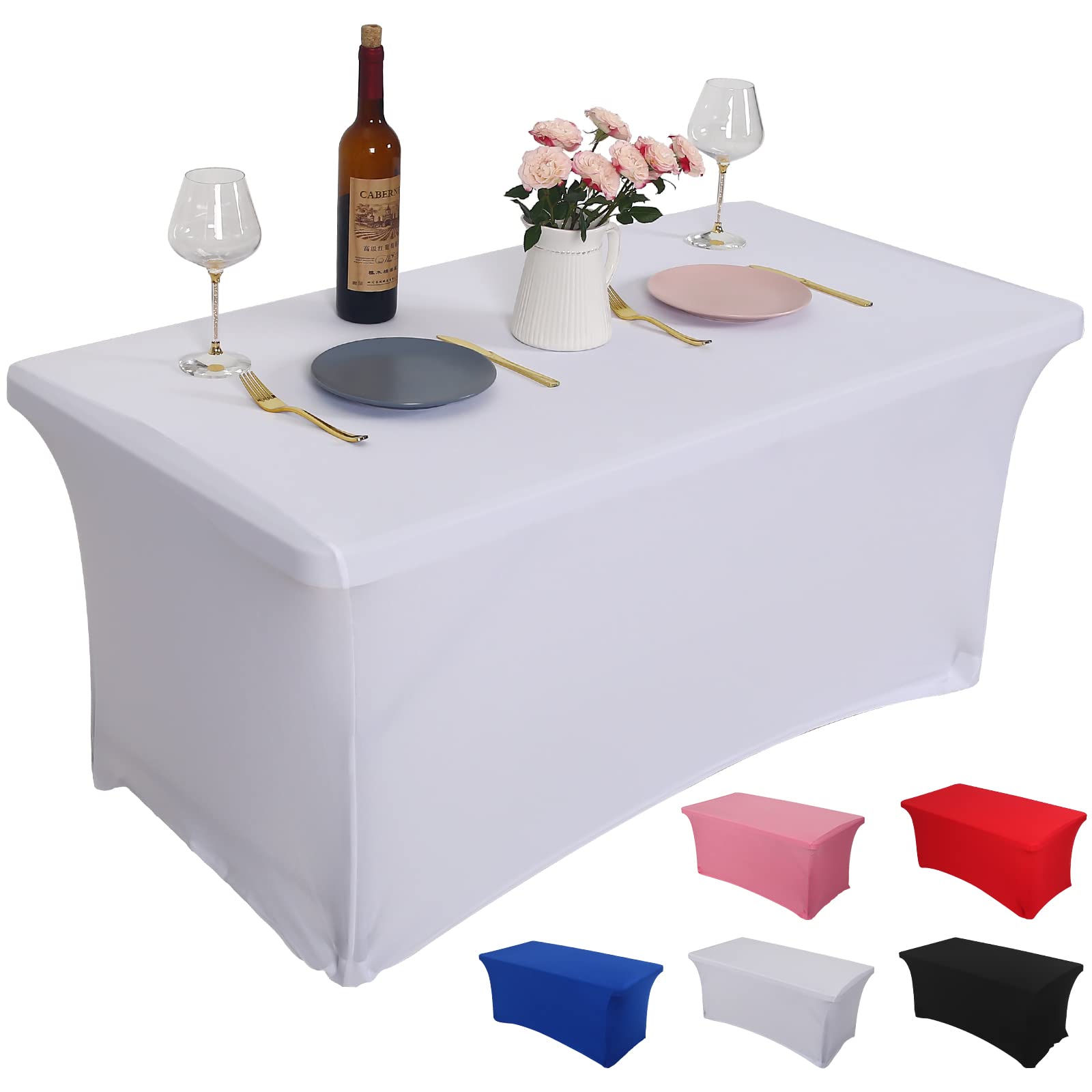 Rainberg 6ft & 4ft Stretchable Tablecloths for Rectangle Tables, Table ...