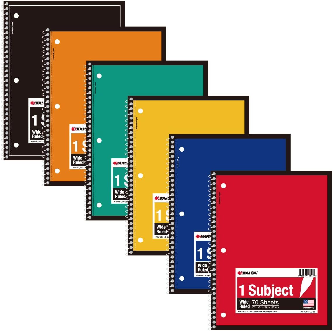 Amazon.com : KAISA 1-Subject Wirebound Notebook Spiral Note Book, 8x10 ...