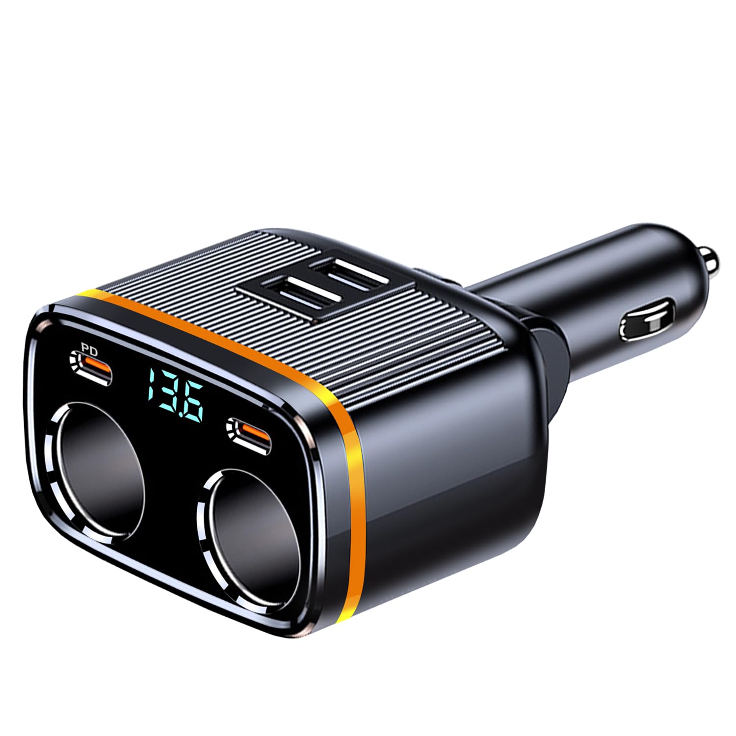 145W USB C Car Charger Cigarette Lighter Adapter with LED Voltmeter ...