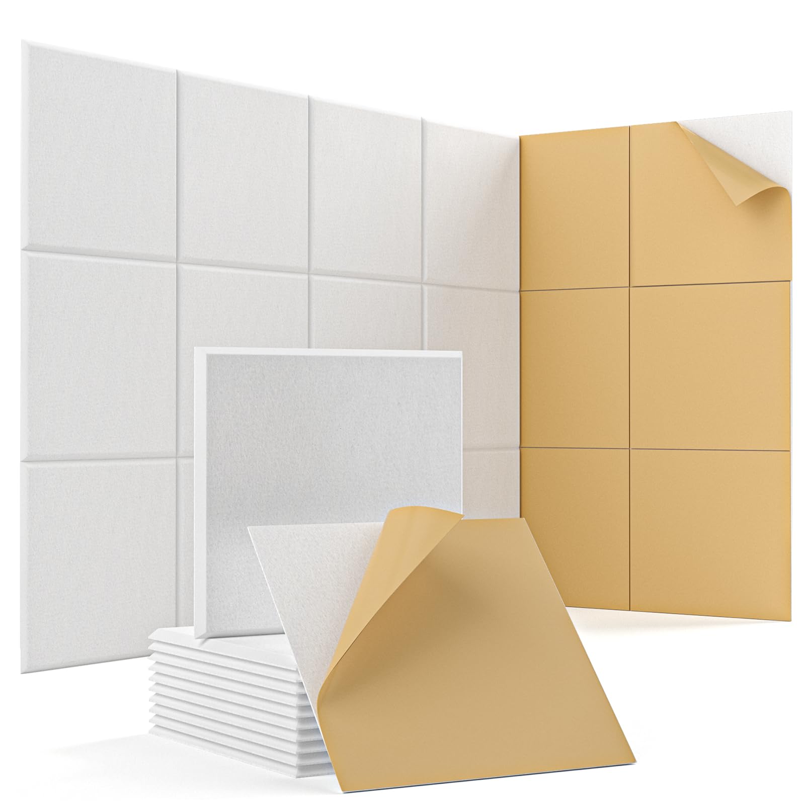 Buy Woovio Acoustic Panels with Self-Adhesive, 12"X12"X 0.4" High ...