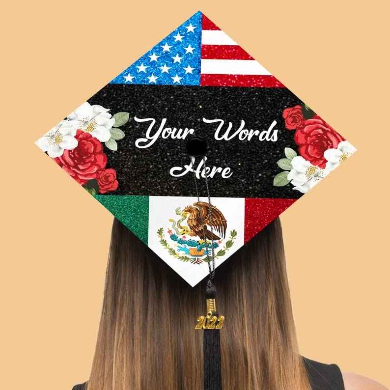 Personalized Mexican Us Flag Graduation Cap Topper – Custom Mexican ...