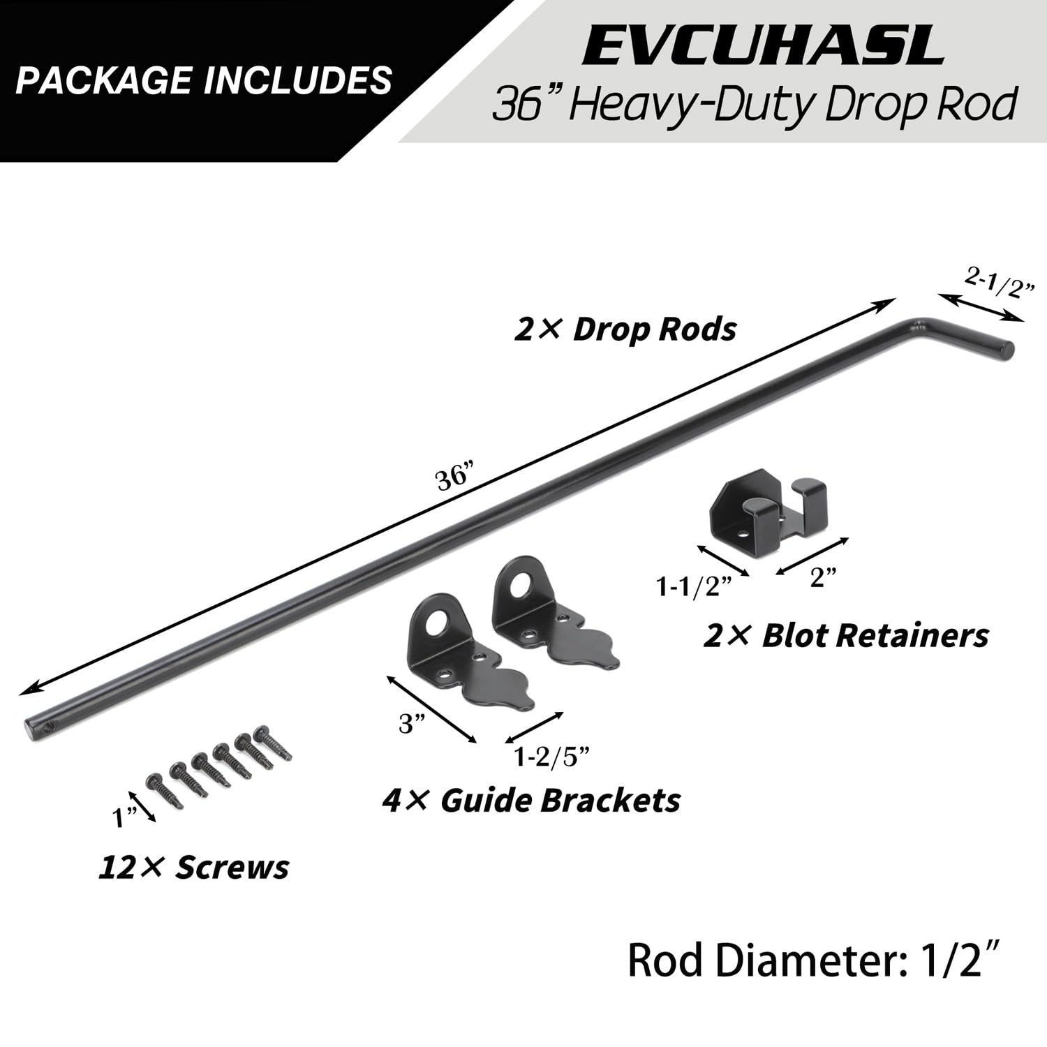Snapklik.com : 36" Cane Bolt Heavy-Duty Drop Rod For Gate, Gate Ground ...