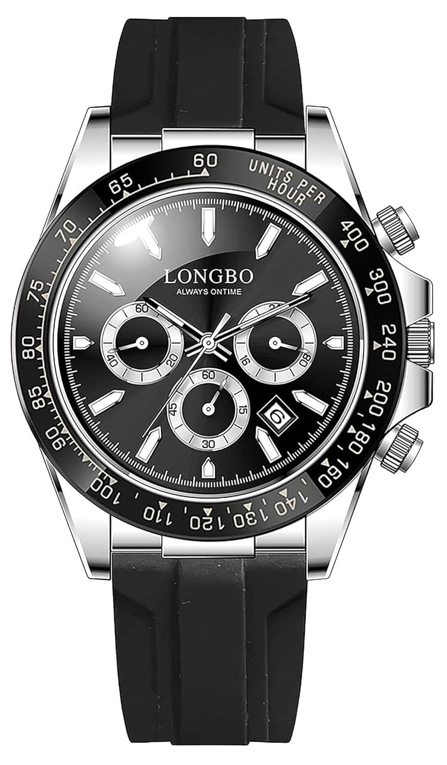 LONGBO Men's Watches Fashion Chronograph Luxury Dress Waterproof Quartz Wristwatches for Resin ...