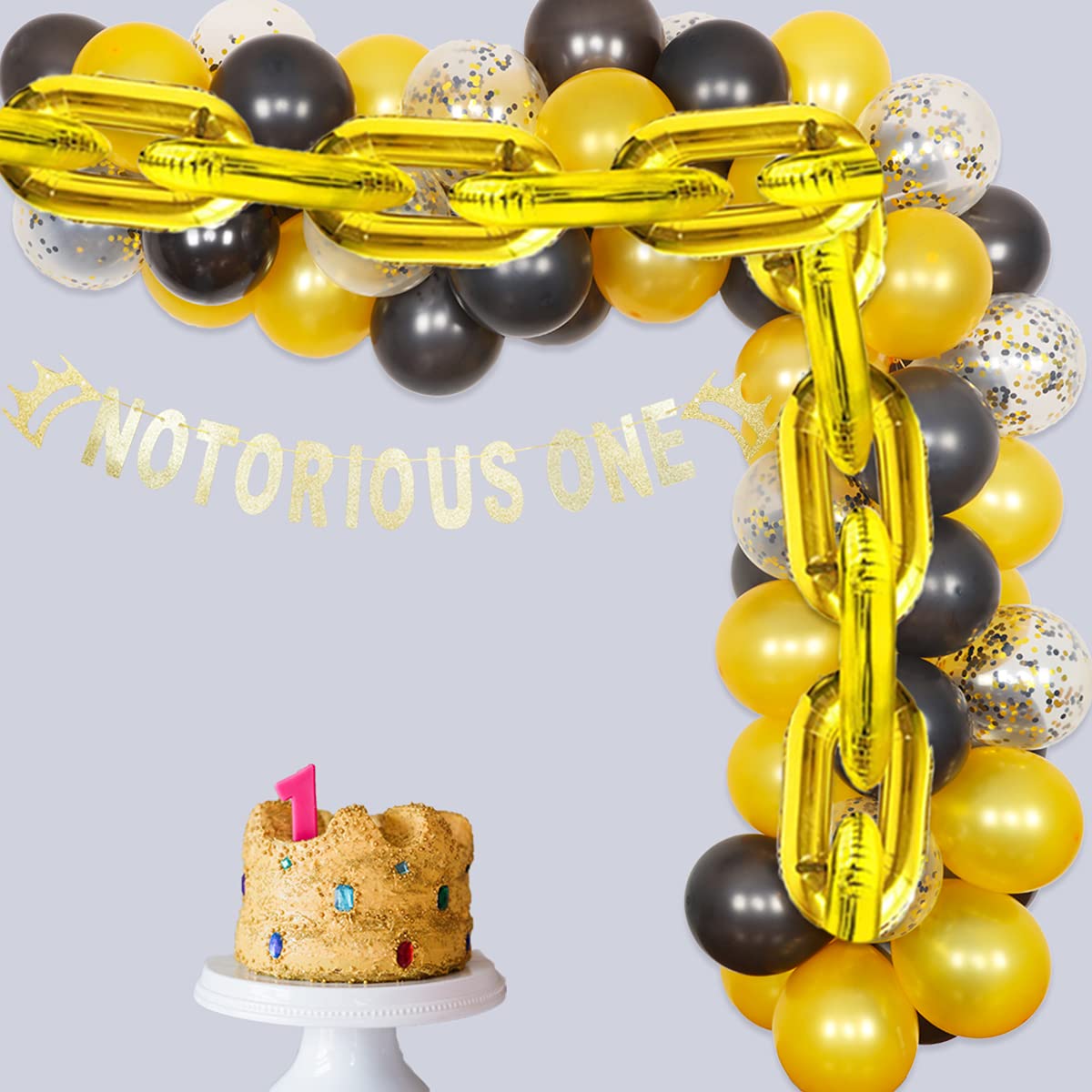 Buy Notorious One Birthday Decorations Boy - Black and Gold Balloon ...