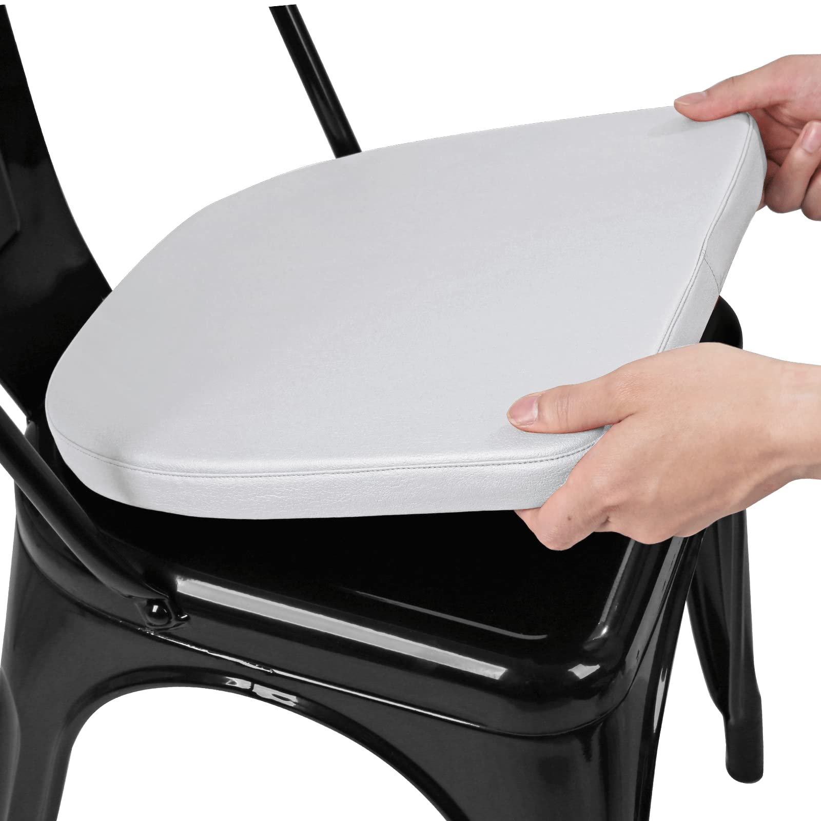 Amazon.com: SINOSSO Modern Faux Leather 14" Metal Chair Cushion ...