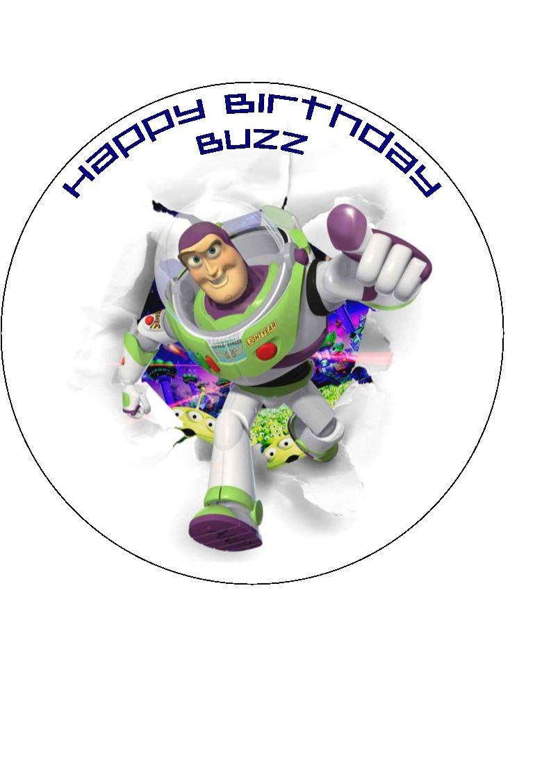 Toy Story 4 | Buzz Lightyear 7.5" Round Personalised Edible Birthday ...