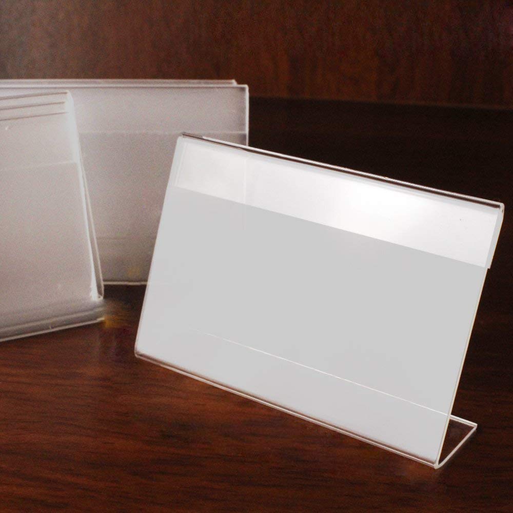 SIGNOOGLE 20pcs Acrylic Sign Display Holder Price Shop Name Card Label ...