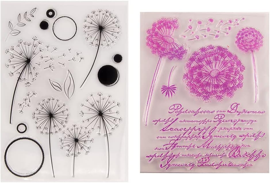 Amazon.com: Dandelion Flower Clear Stamps Set, 2 Sheet Reusable ...