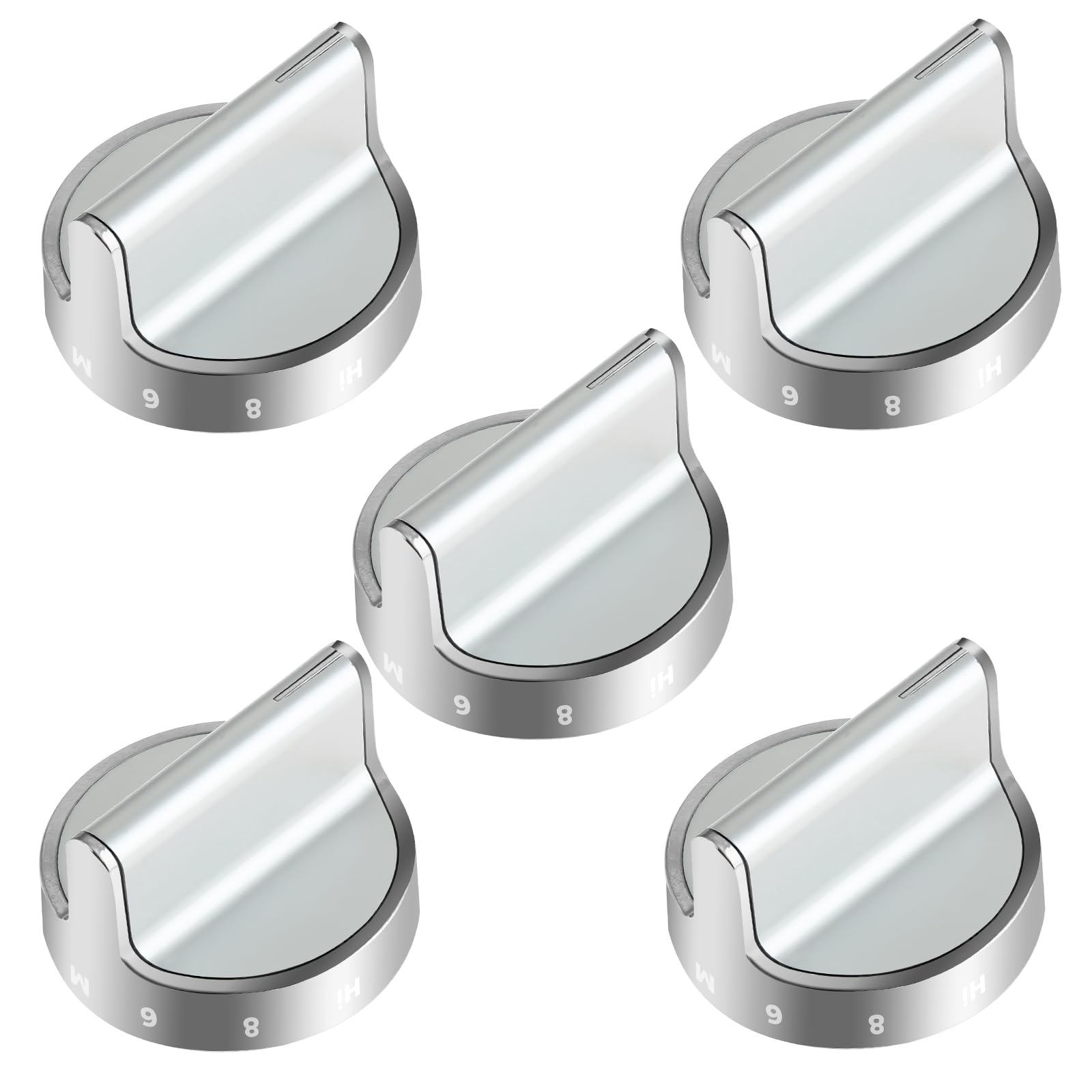 Amazon.com: MOOTVGOO 5 Pack W10766544 Gas Stove knobs, Stainless Steel ...
