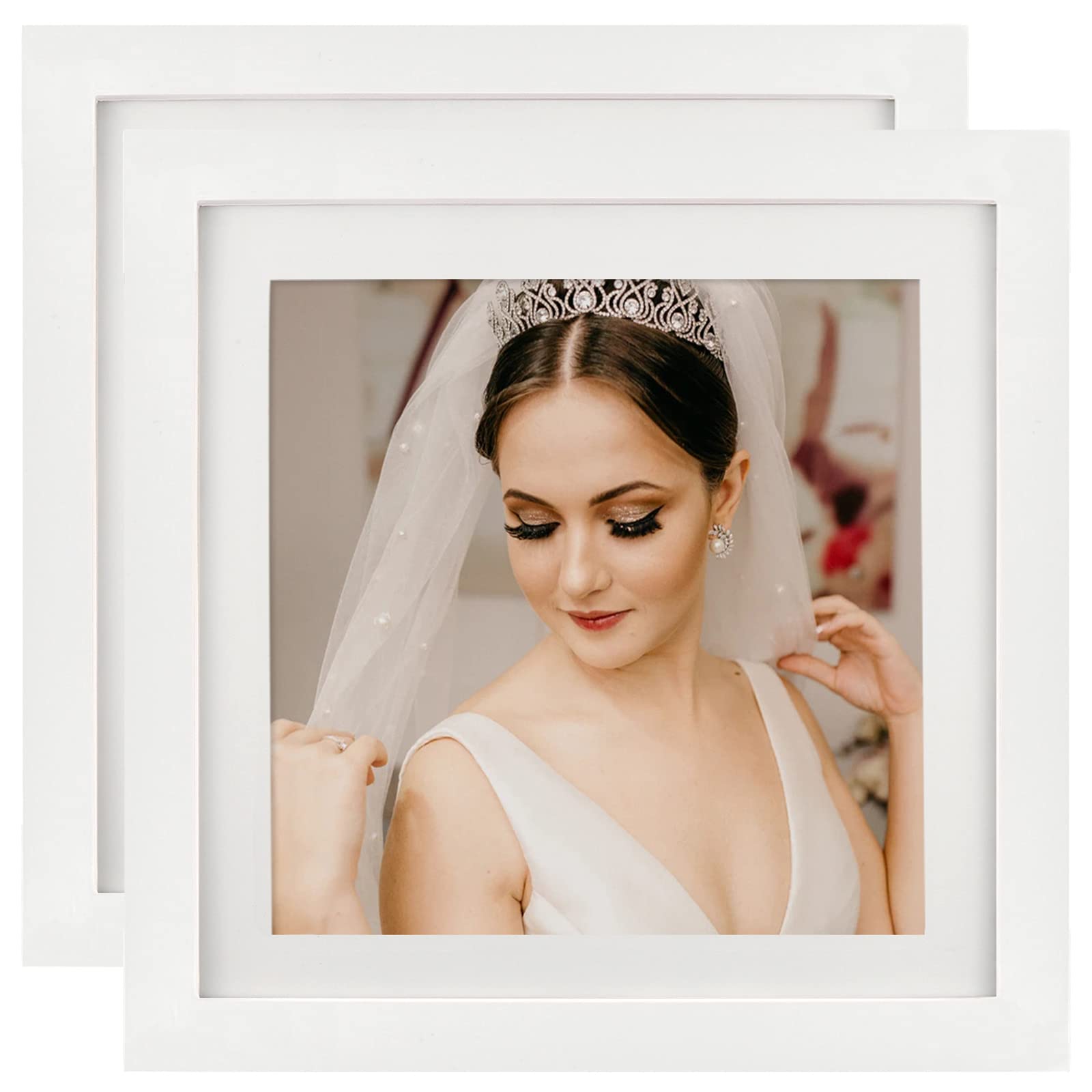 White 10x10 Picture Frames Set of 2 Display Pictures 8x8 with Mat or ...