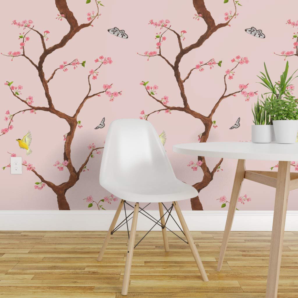 Buy Pink Chinoiserie Wallpaper Roll - Jenny Cherry Blossoms On Blush ...