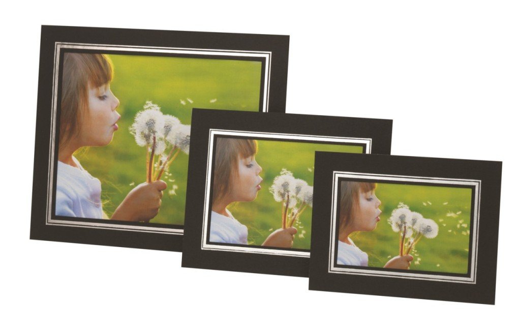 1 x Photograph Presentation Border Frame Card Strut Mount Black/Silver ...