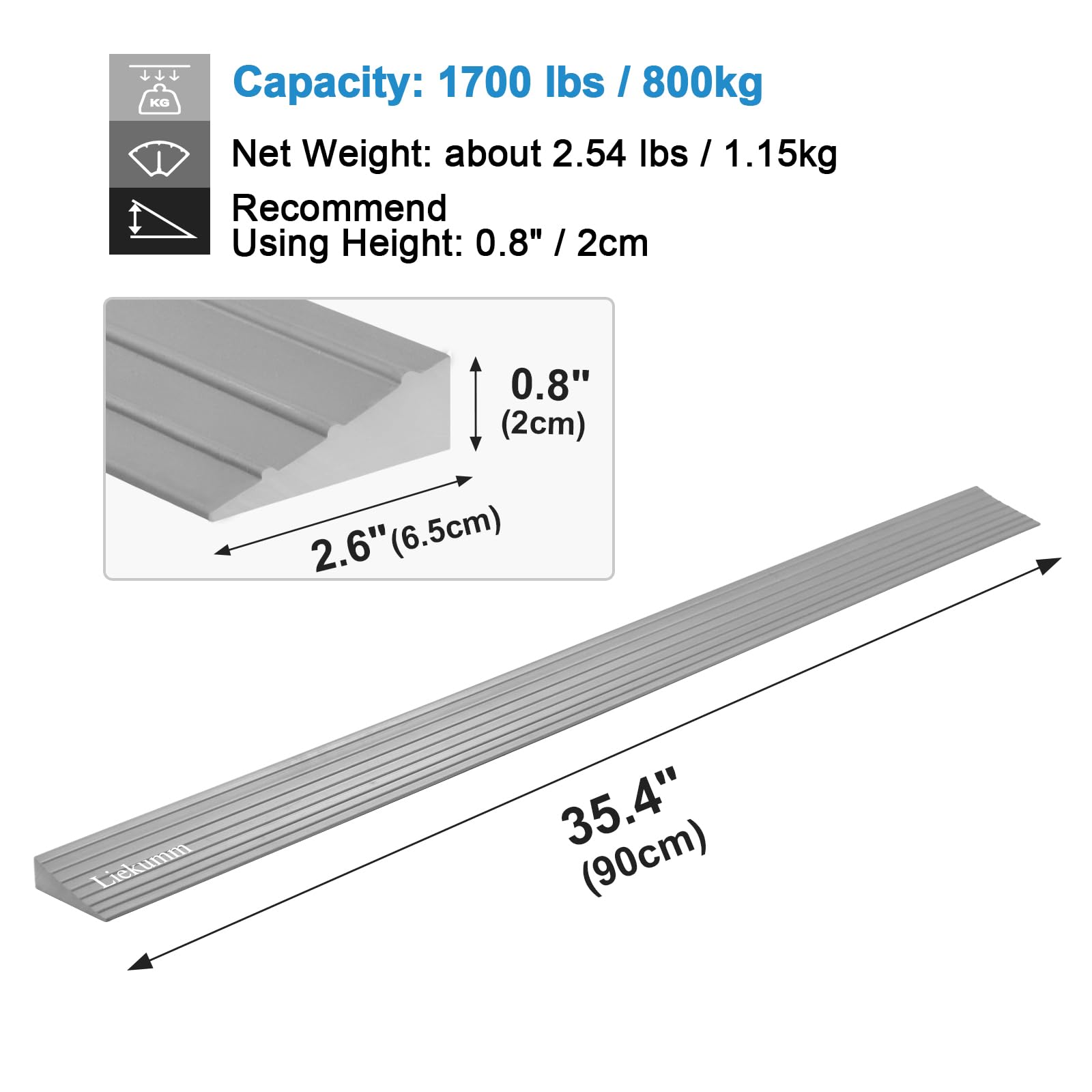 Snapklik.com : 0.8" Rise Non-Slip Solid PVC Wheelchair Ramp, Capacity ...
