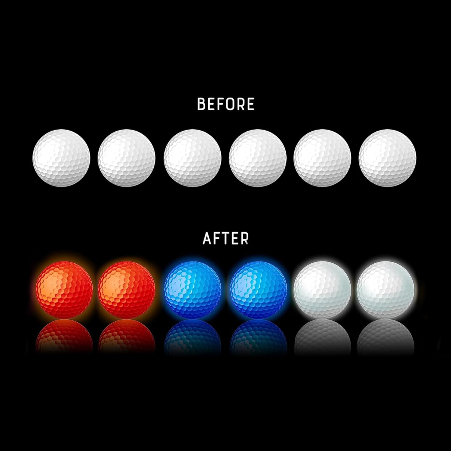 Premium LED Night Golf Balls - Set of 6 - Ultra Bright Glow for ...