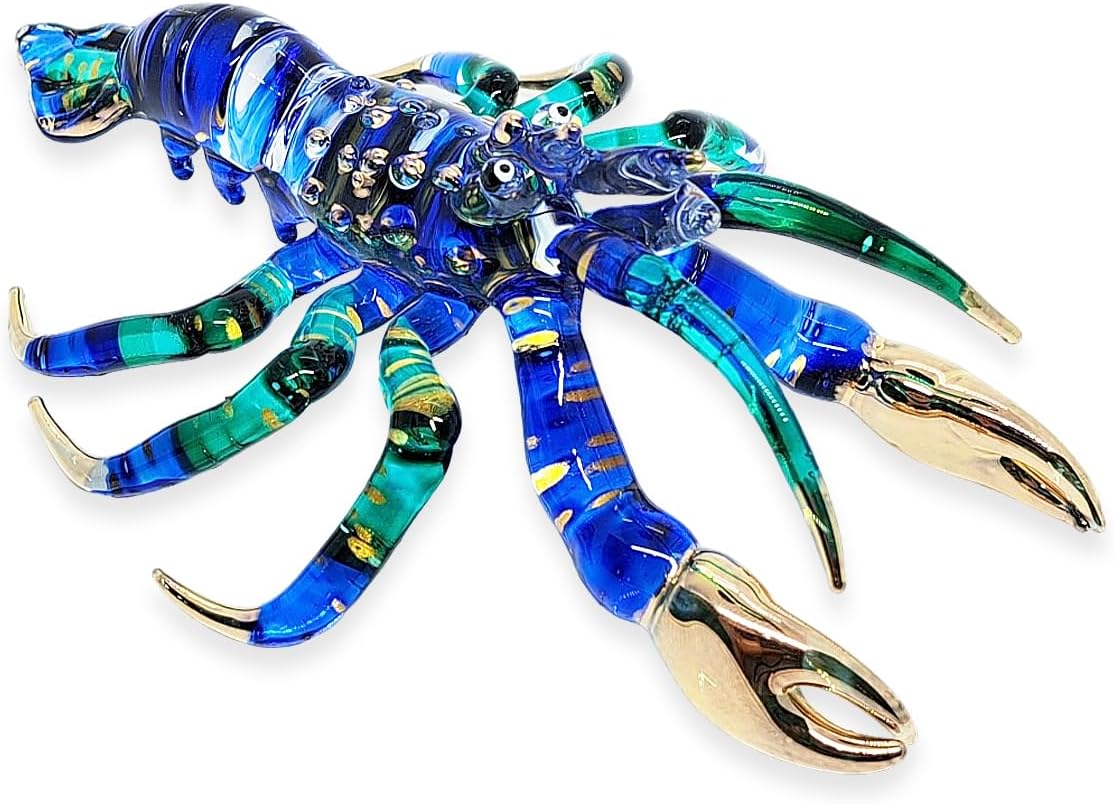 Amazon.com: WitnyStore Tiny 6" Long Blue Green Gold Lobster Figurine ...