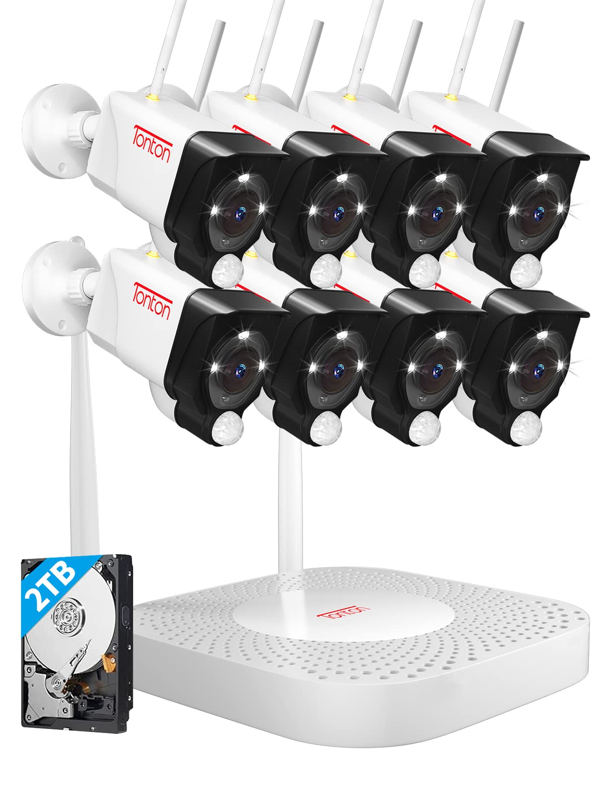 [Dual WiFi&2K&2 Way Audio] Tonton 2K Security Camera System Wireless ...