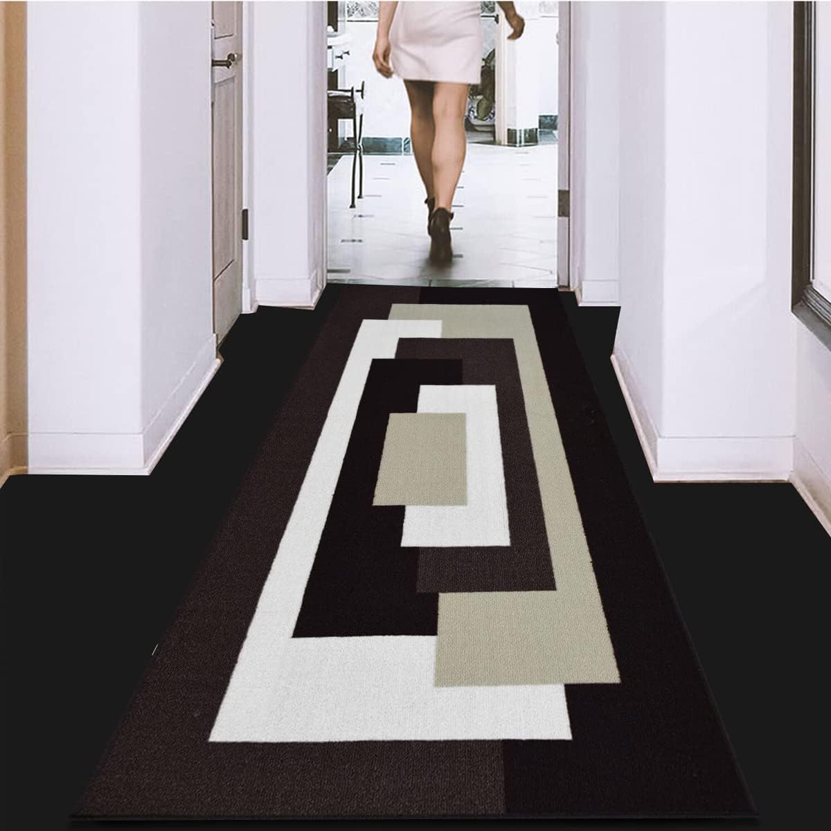 Runner Rugs for Hallway - Flat Weave Non Shed Thick Geometric Carpet ...