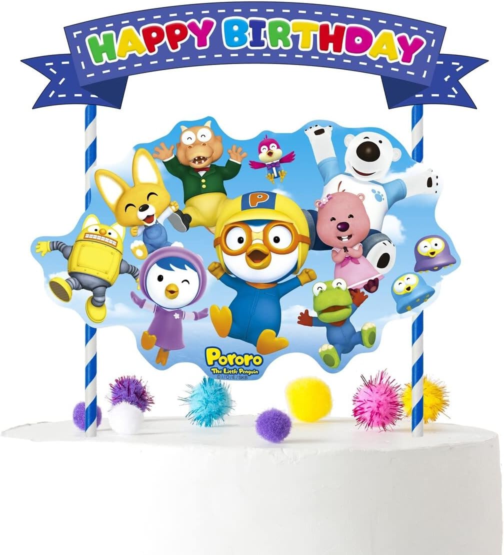 Amazon.com: Pororo The Little Penguin Cake Topper | Cartoon Penguin ...