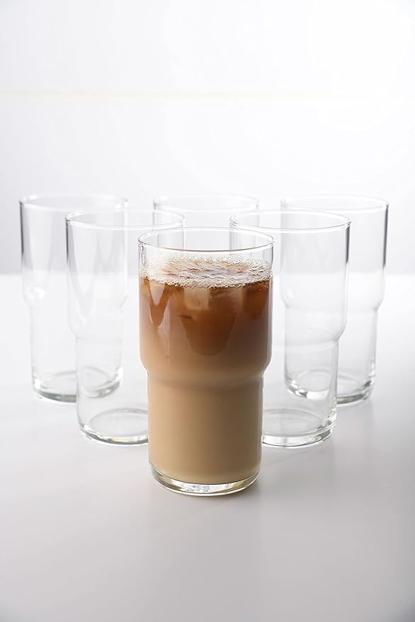 Amazon.com | LEMONSODA Modern Iced Coffee Glasses - Stackable Crystal ...