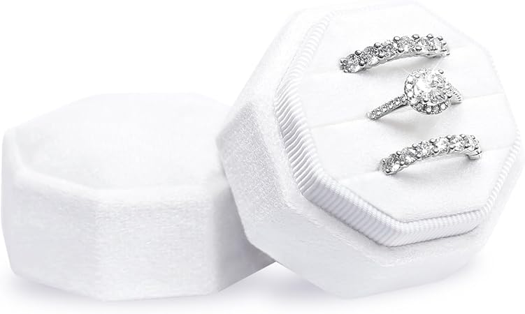 Amazon.com: BLUTETE Velvet 3 Slots Jewelry Ring Box Engagement Wedding ...