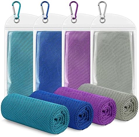 ASAB Pack of 4 Cooling Towels for Neck Microfibre Quick Dry Ice Towel ...