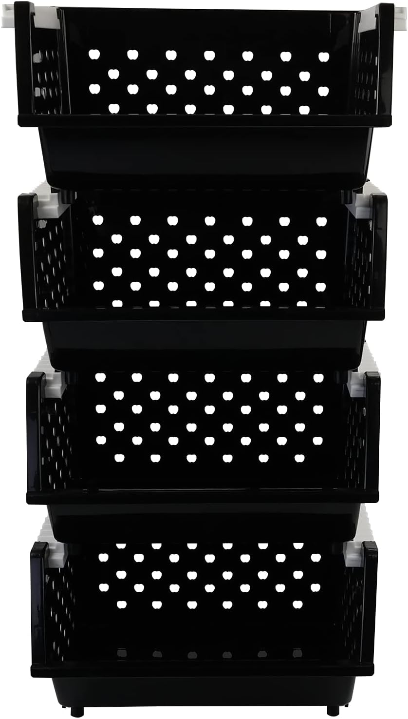 Amazon.com: Jekiyo 4 Packs Large Stackable Storage Bins, Plastic ...