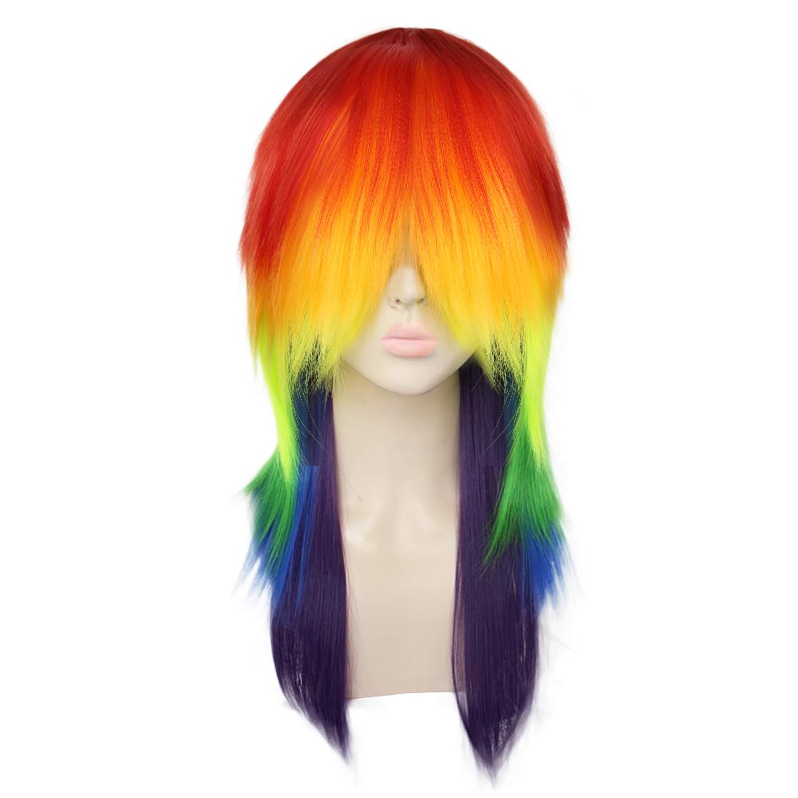 Amazon.com: JoneTing Rainbow Wig for Halloween Ombre Rainbow Wig ...