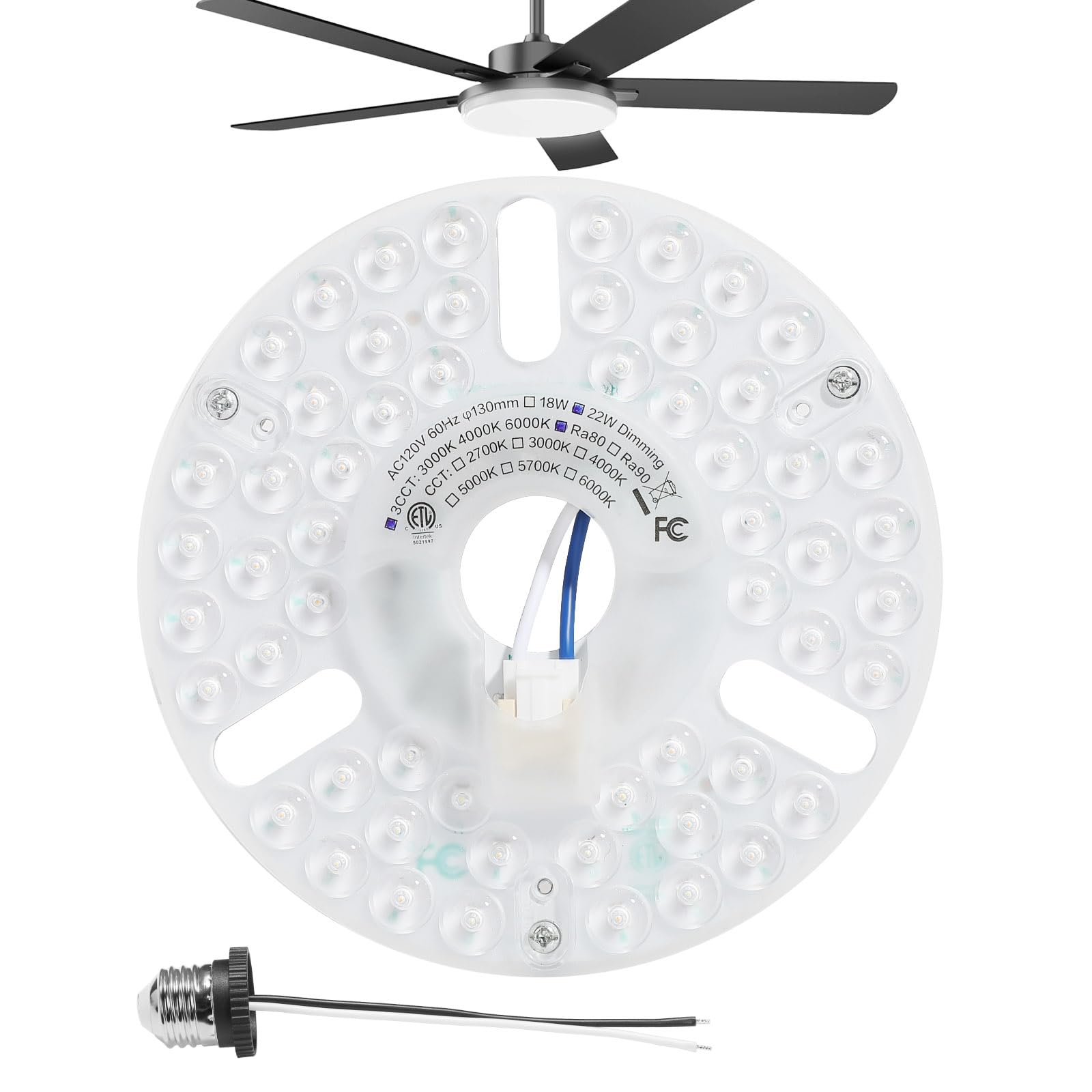 Ceiling Fan Light Fixture Parts BIBIVIS 3.93 In. Warm White 3000k