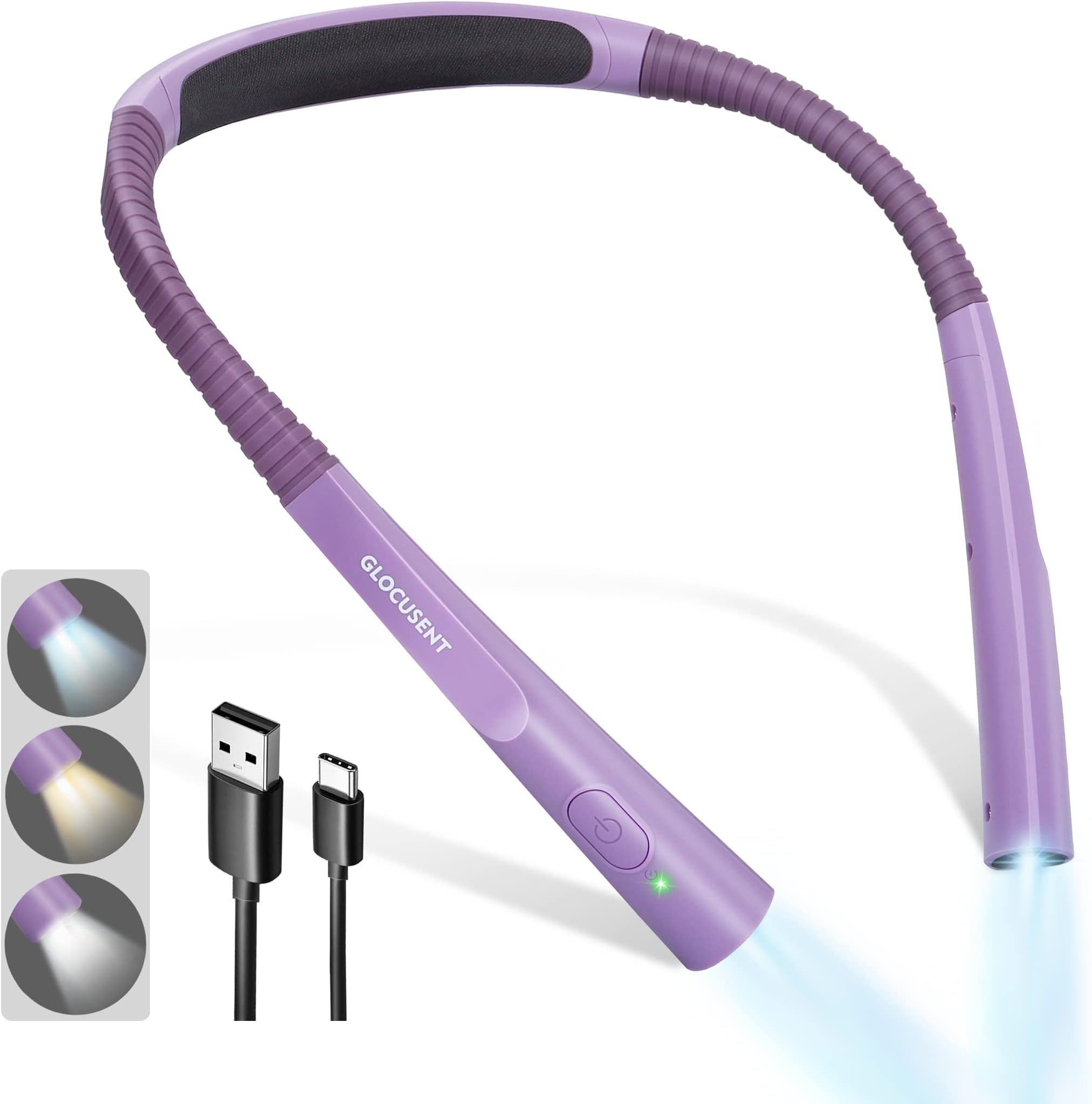 Glocusent Upgraded LED Neck Reading Light, Book Light for Reading in ...