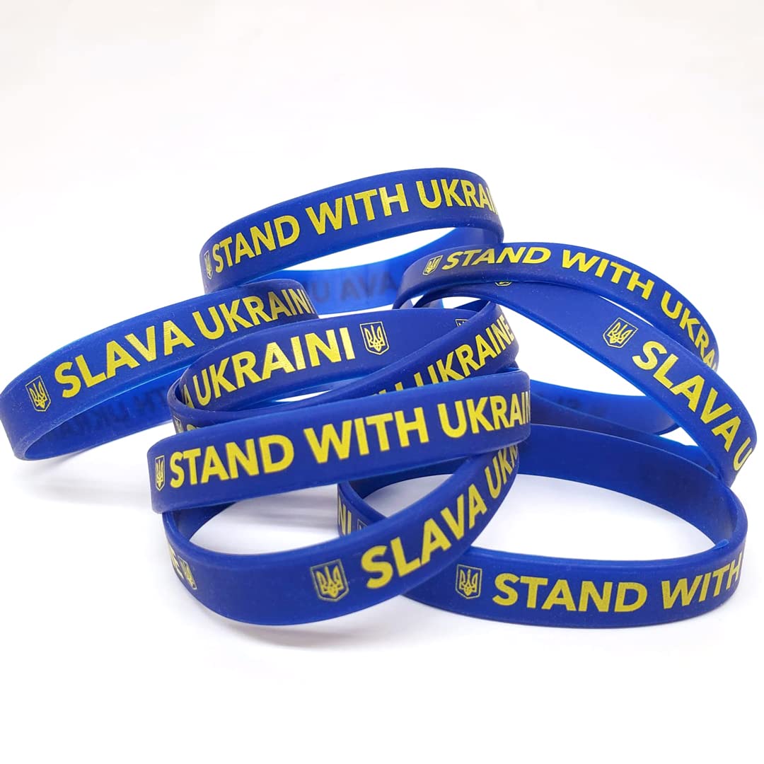 Buy Ukraine Rubber Wristband I Stand with Ukraine and SLAVA UKRAINI A ...