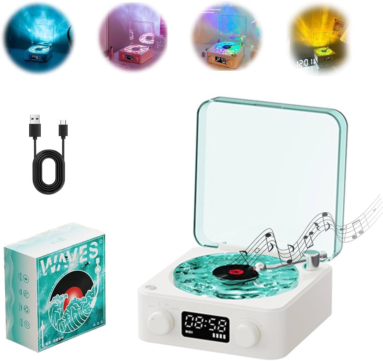 Amazon.com: Waves Bluetooth Speaker, Portable CD/Vinyl Player, Vintage ...