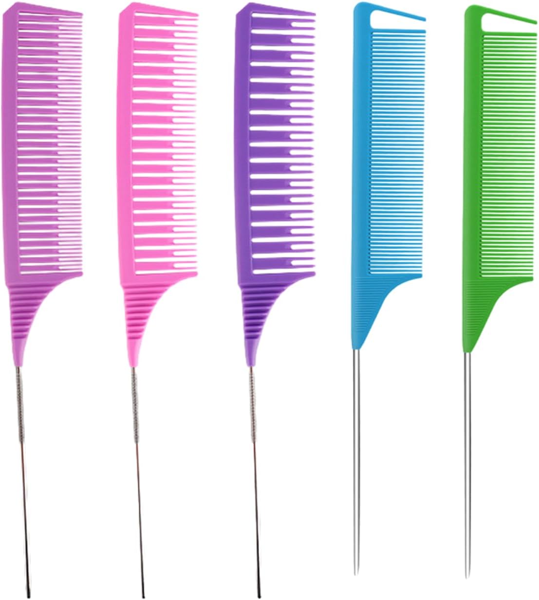 5-Pack Styling Comb, Coloring Comb, Salon Tail Comb, Color Hair Brush ...