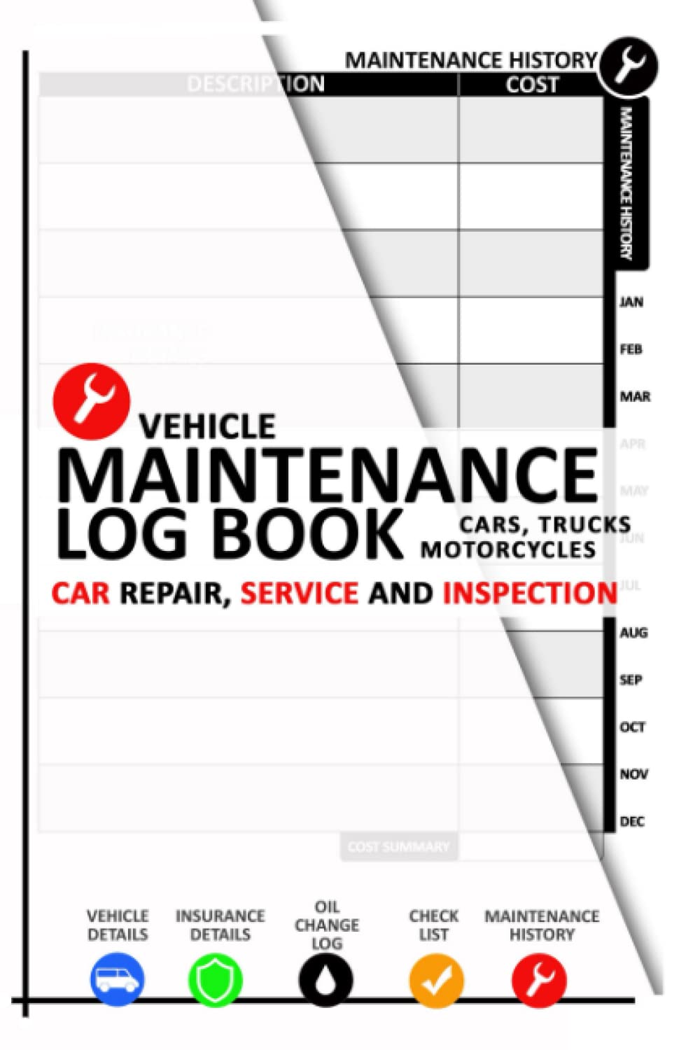 Vehicle Maintenance Log Book: Service, Inspection and Repair Book For ...