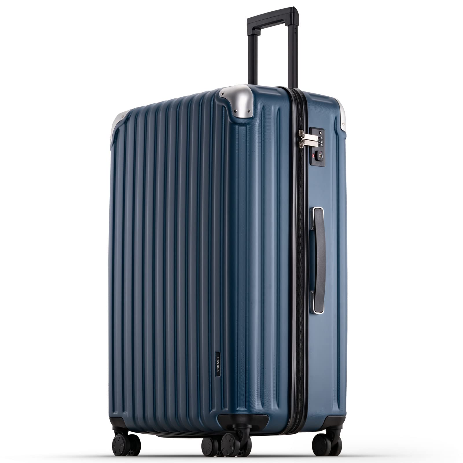 LEVEL8 28 Inch Checked Luggage, Large Travel Suitcase with Wheels, Hard ...