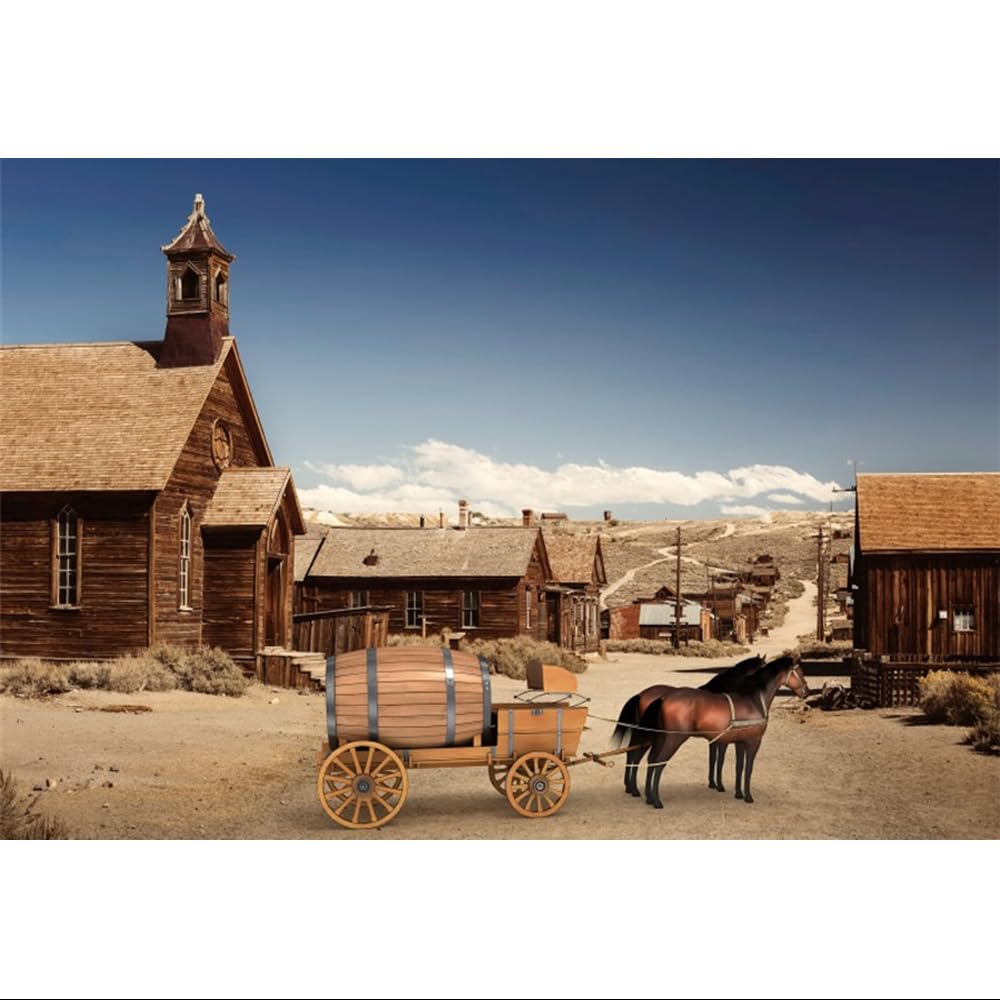 Western Town Backdrop 10x8ft Wild West Cowboy Vintage Wooden House ...