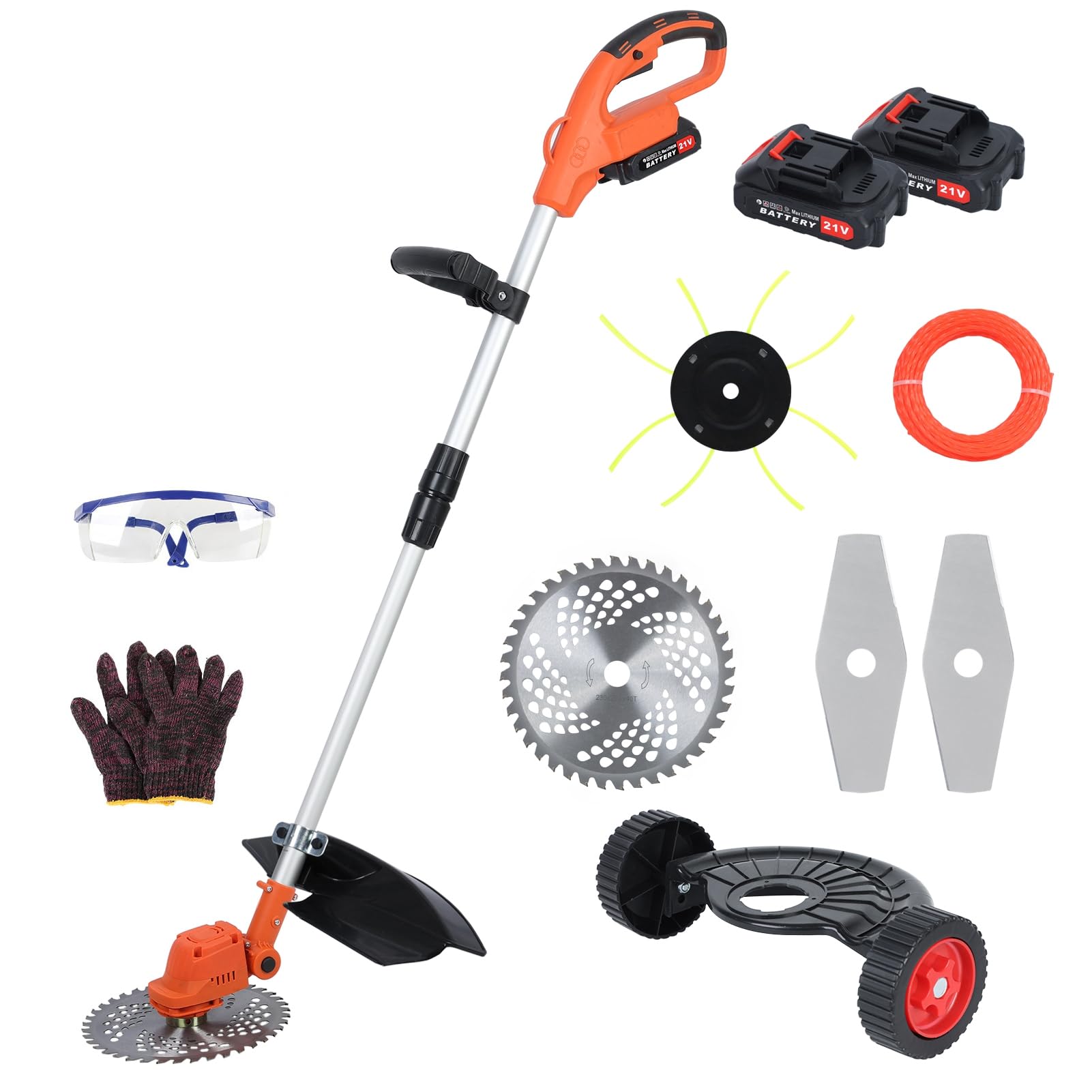 10-inch Cordless String Trimmer with Fast Charger, 21V Weed Eater 2 X 1 ...