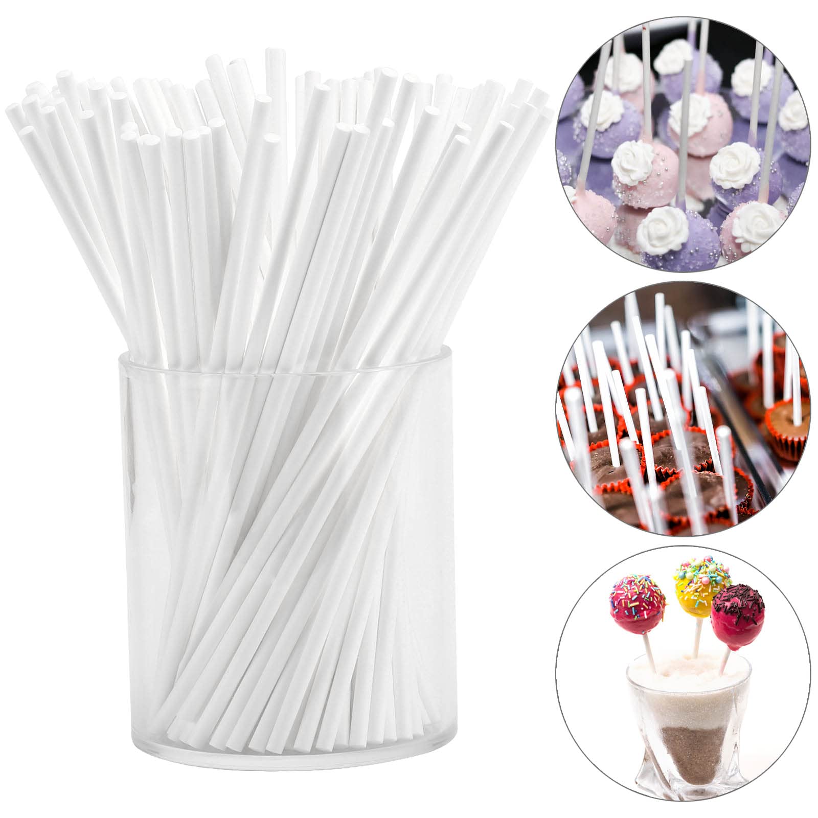 Snapklik.com : 500Pcs 6 Inch White Paper Lollipop Sticks, Paper Sucker ...
