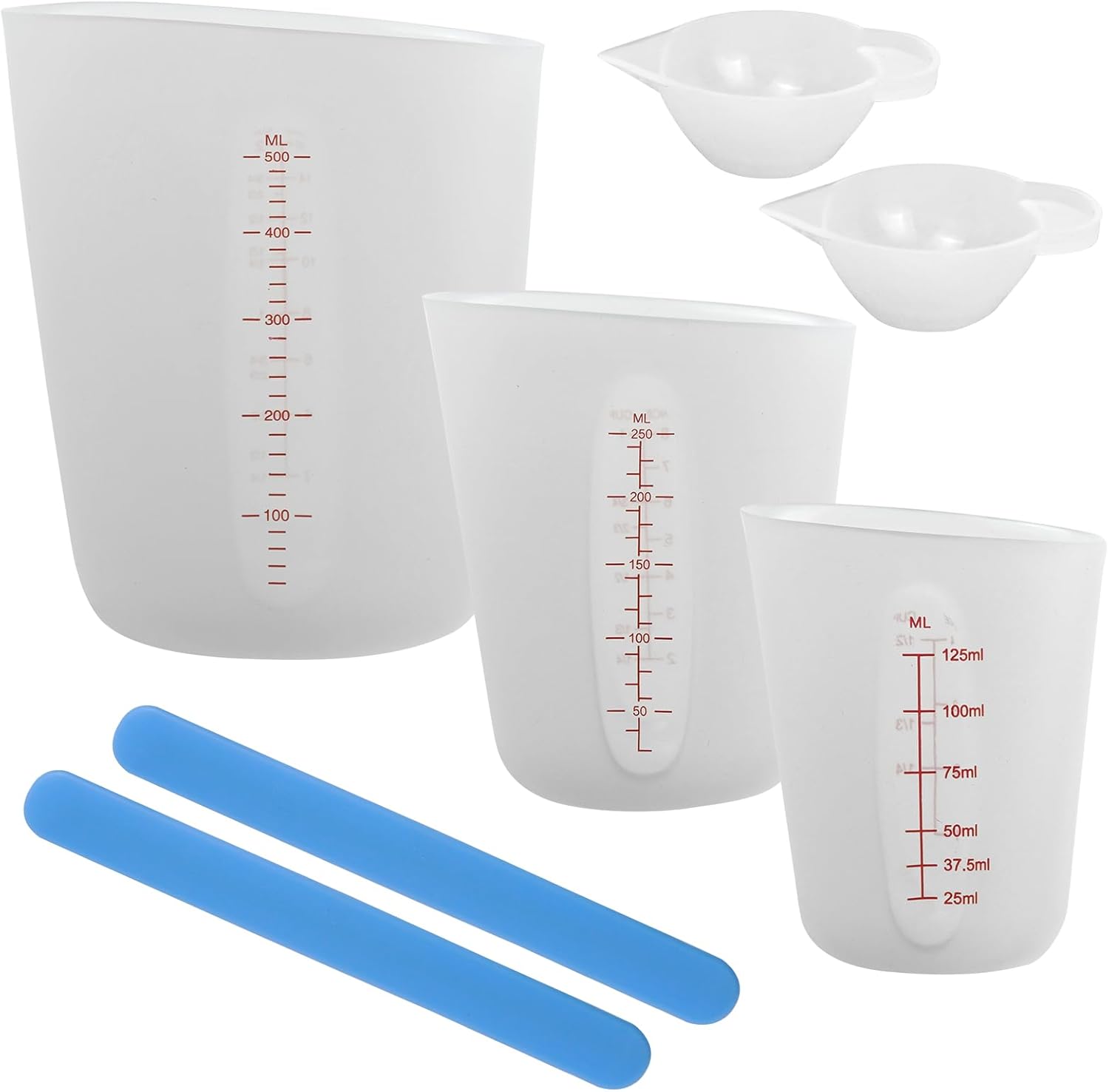3 Pcs Silicone Measuring Cups,125/250/500ml Resin Mixing Cups with ...