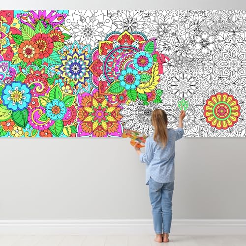 PHOGARY Giant Coloring Poster Large Wall Coloring Tablecloth Mandala ...